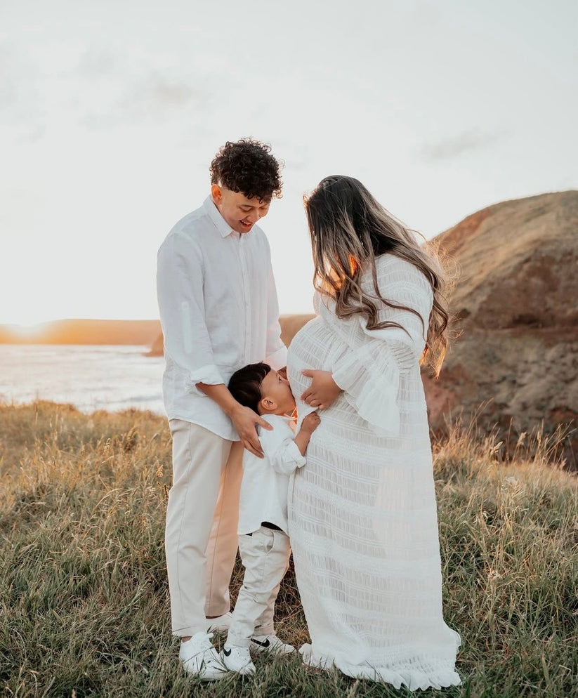 Anabelle Luxury Maternity Photoshoot Dress White | Everything Lace Hire